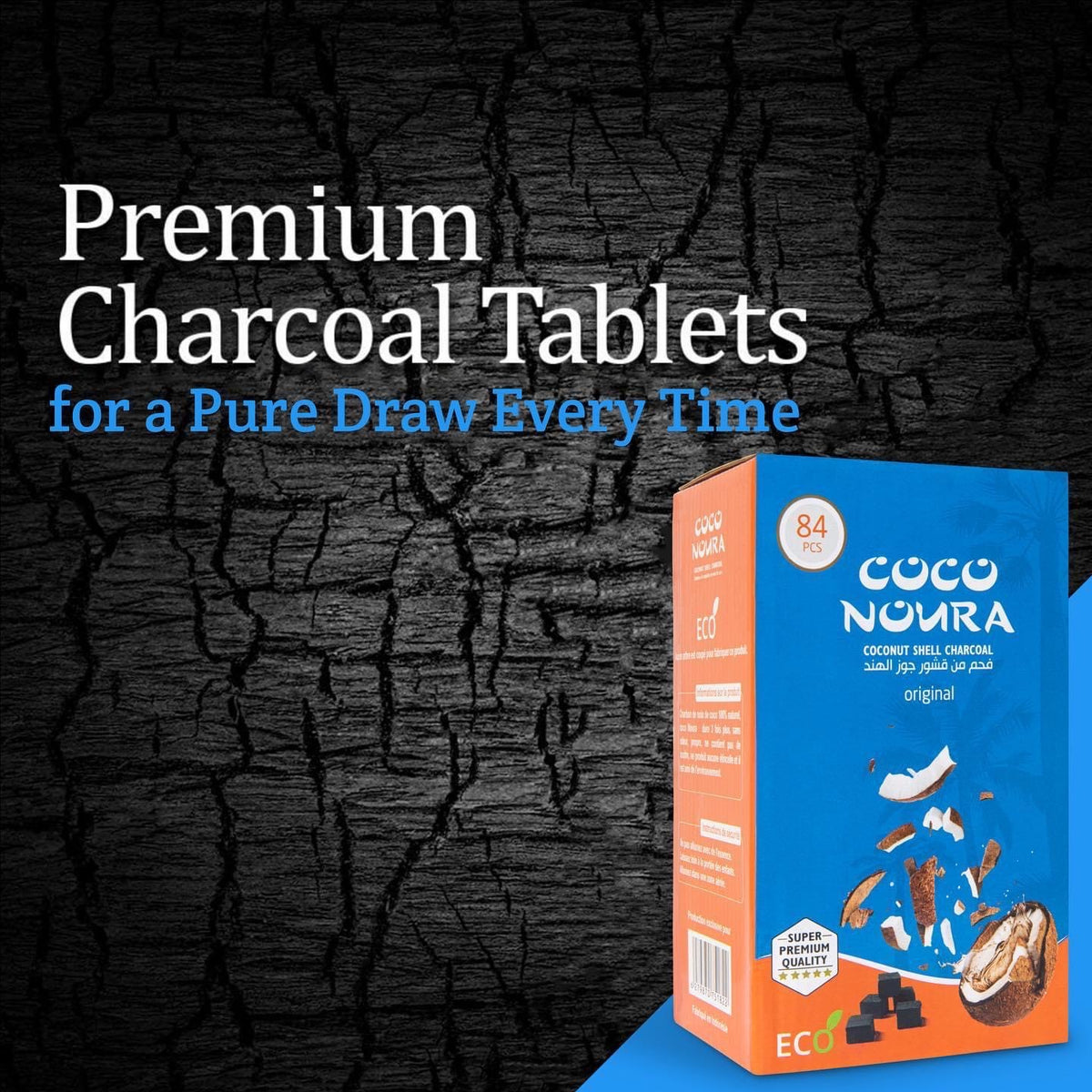 Coco Noura coconut charcoal - 96 pieces – Bubbly Shisha